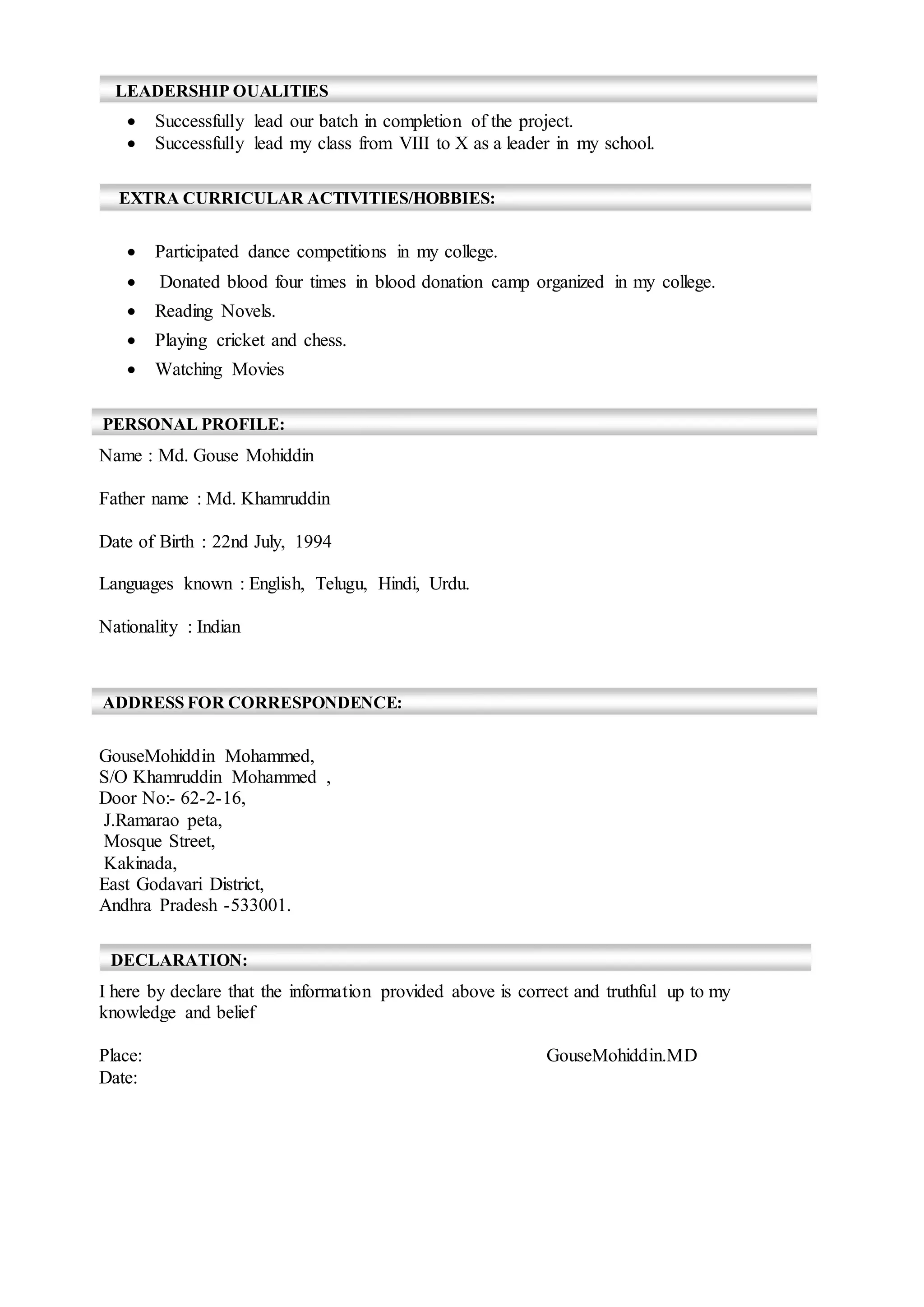 gouse resume | DOCX