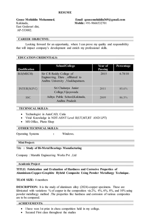 gouse resume | PDF