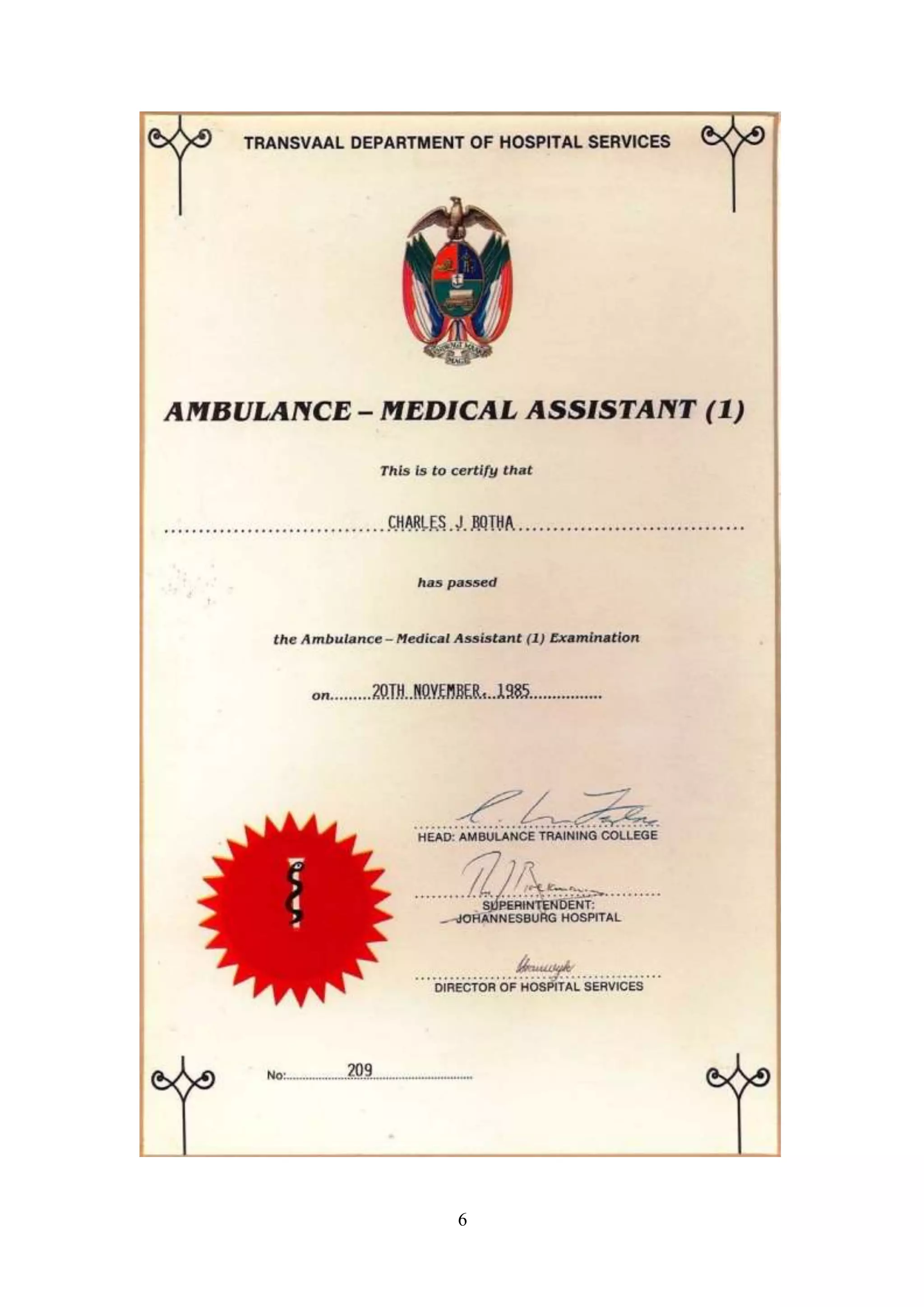 CJ Botha CV 2015 Certificates Included | DOCX