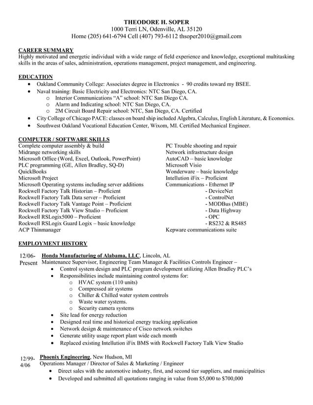 THEODORE H Soper - resume | PDF