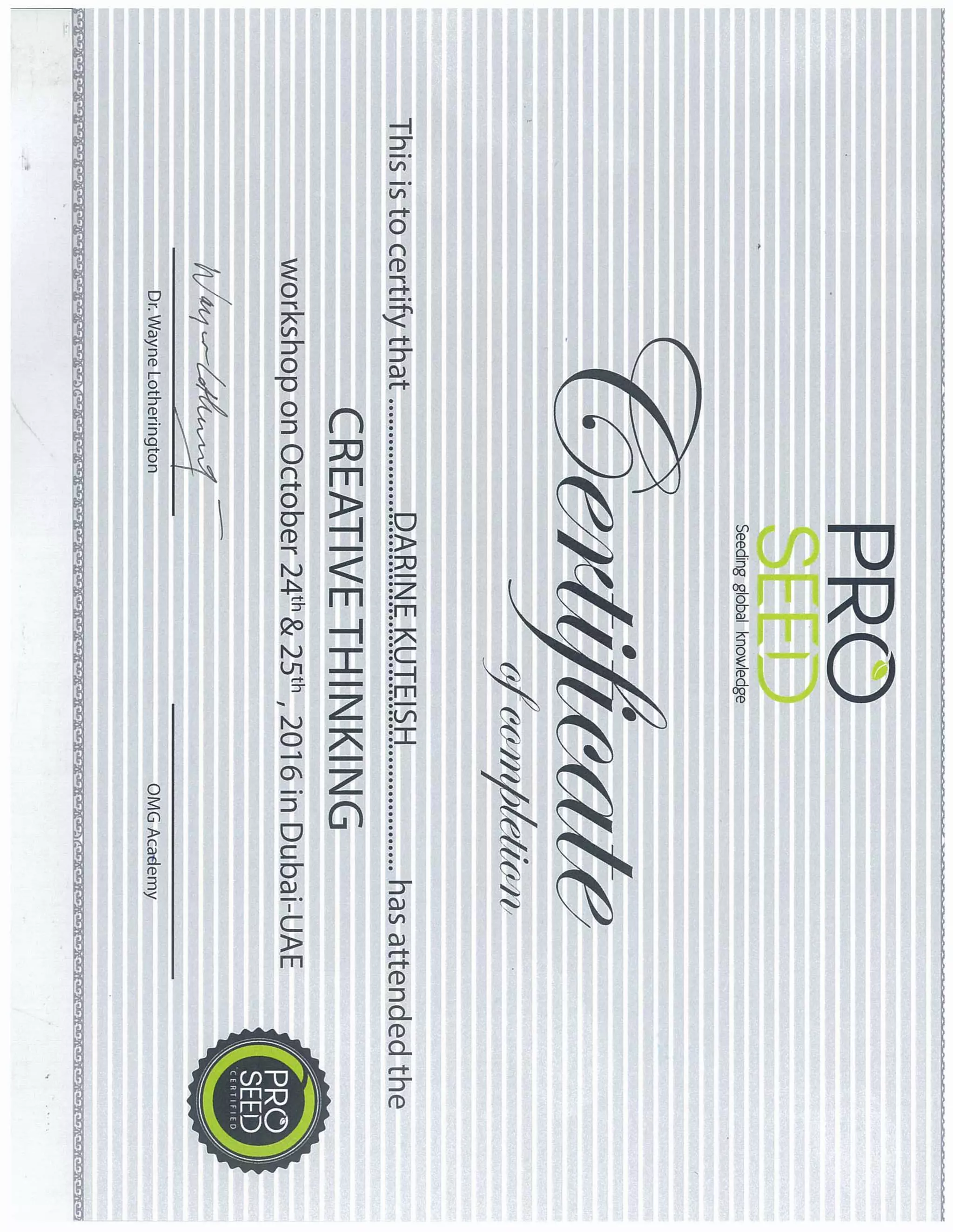 Creative Thinking Certificate | PDF