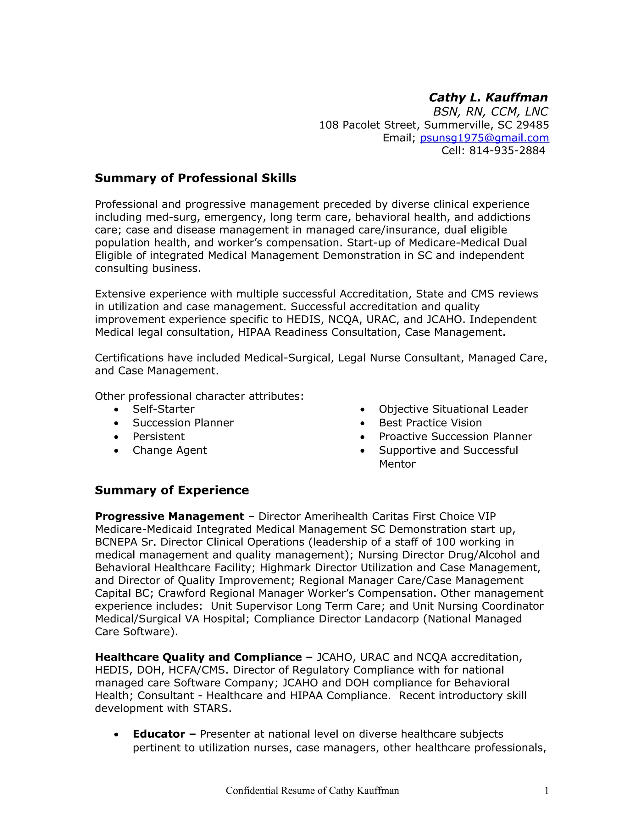 RESUME cathy's Resume 1-1-17 | DOC