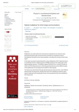 Optical multiplexer for short range communications | PDF
