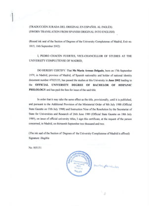 Spanish BA, translation and NARIC | PDF