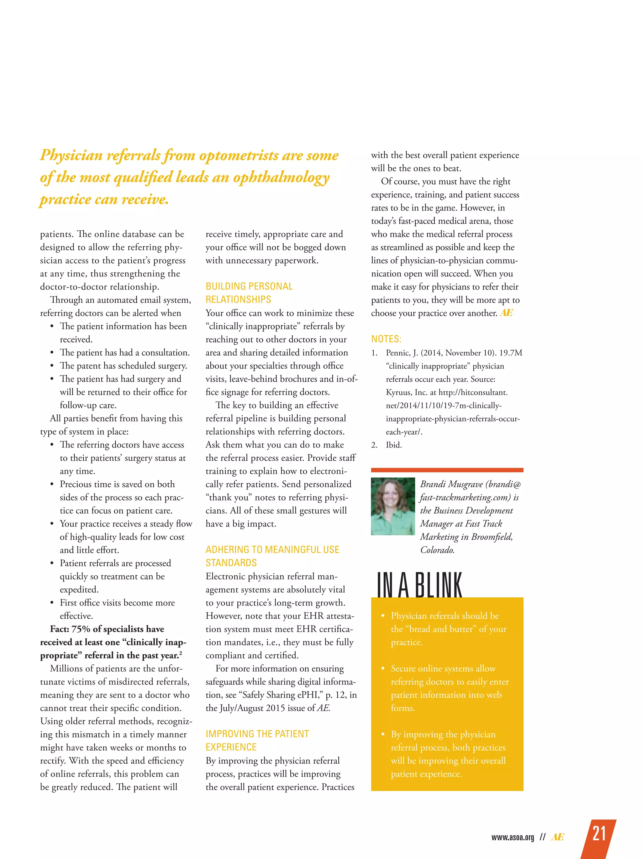 Physician Referrals in a Digital Age - Brandi | PDF | Eye and Vision ...