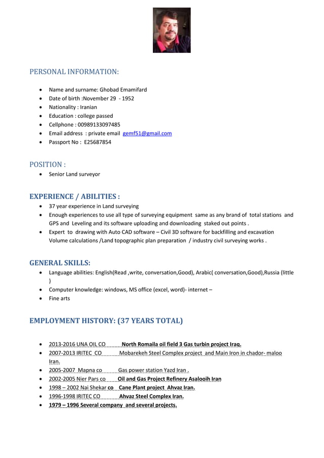 PERSONAL INFORMATION resume | PDF