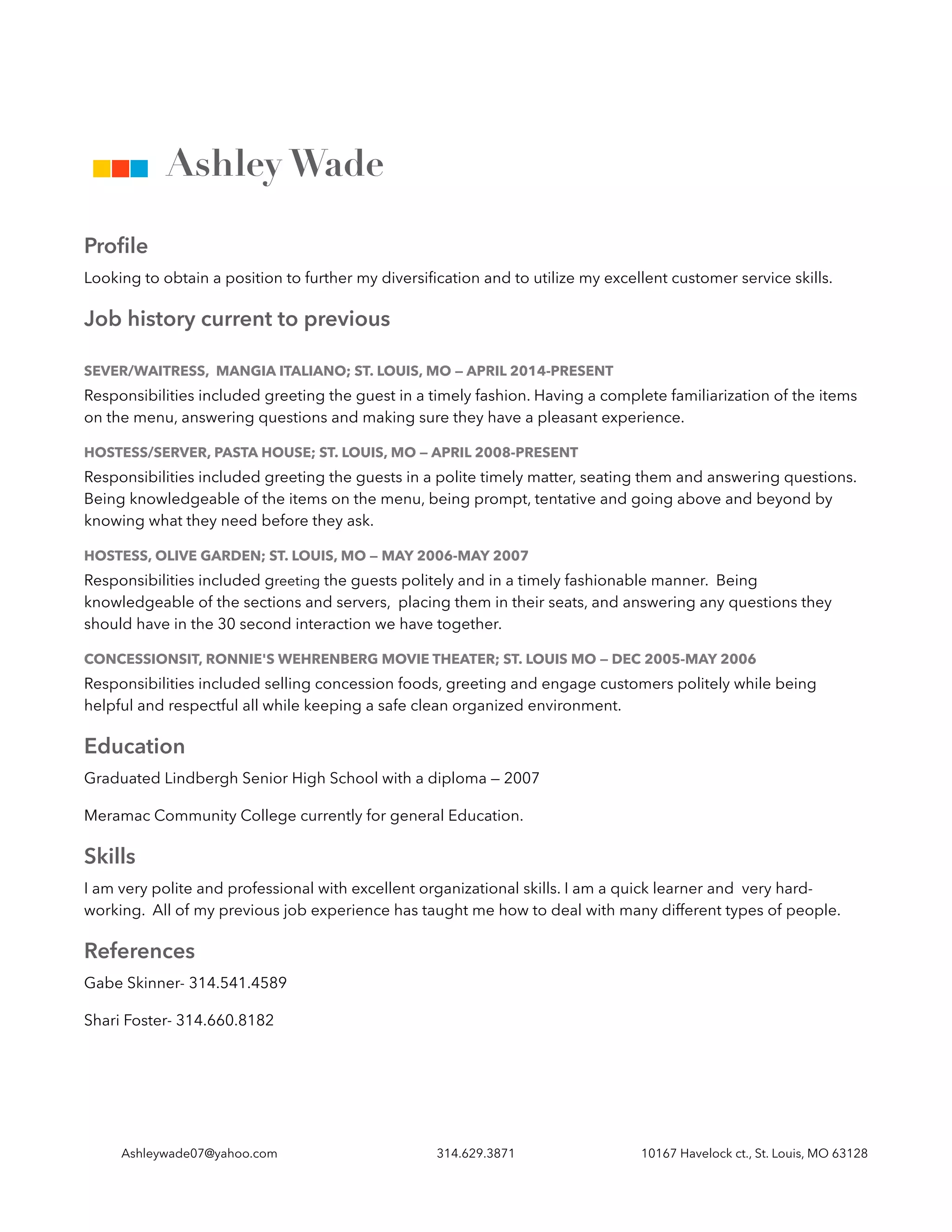 Ashley Wade Resumé | PDF