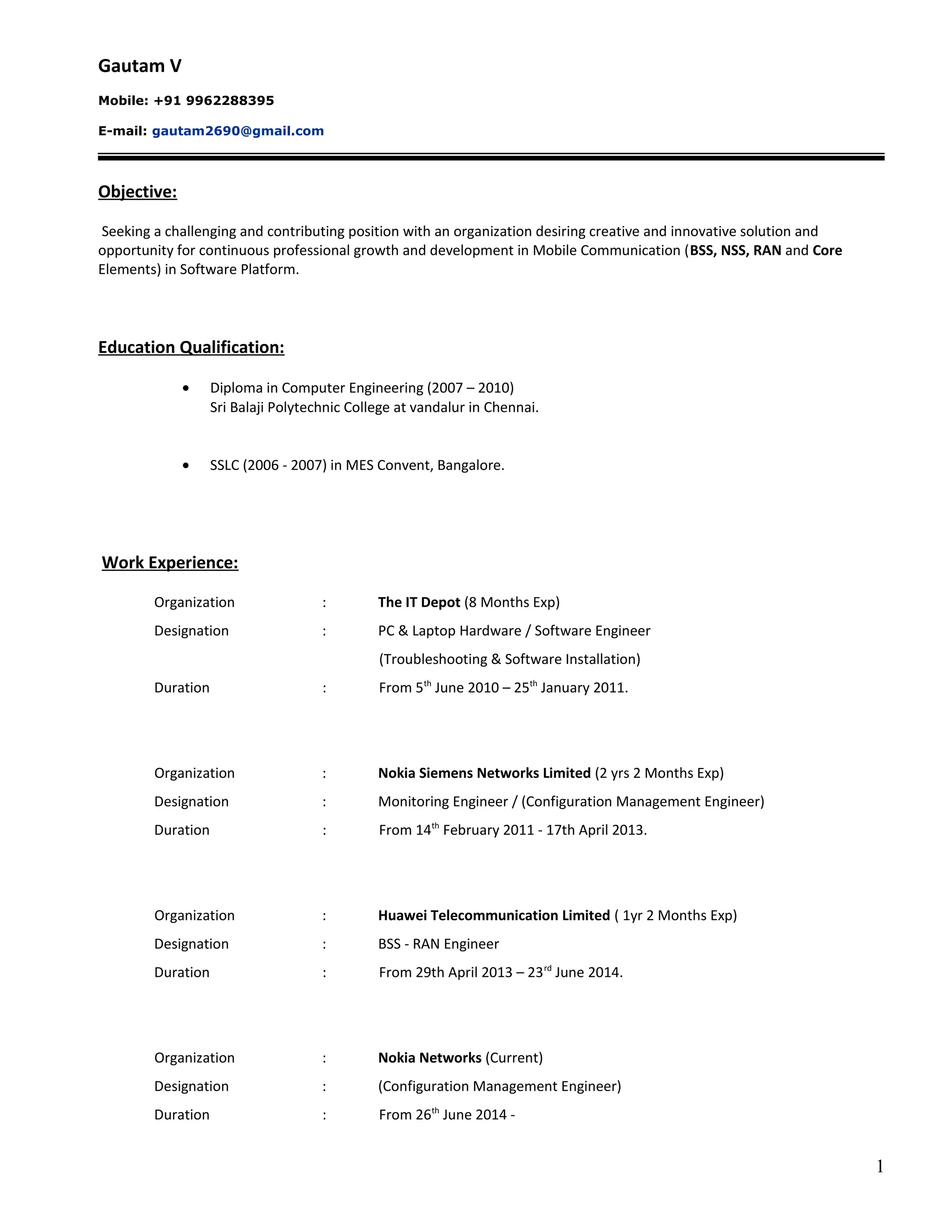 Gautam V_Resume | DOC