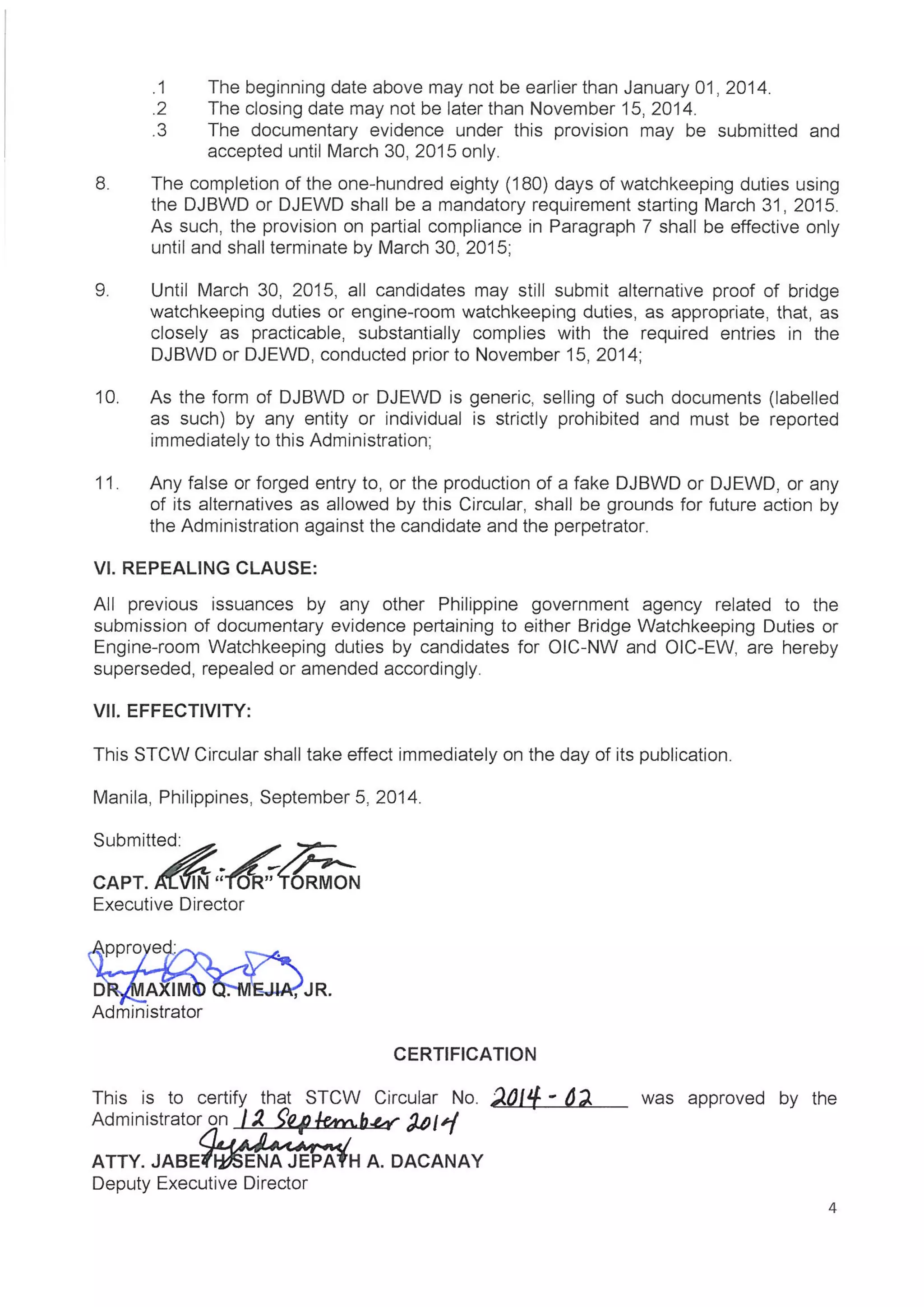 Stcw cir. no. 02 s2014 Marina | PDF