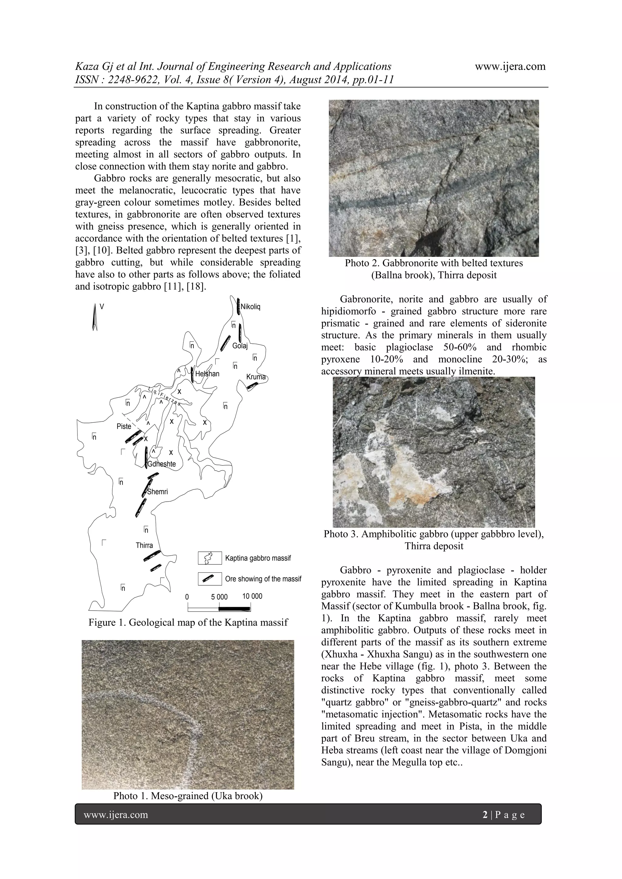 Geological-Structural Setting of Massif and the Levels of Quartz - Sulphide Mineralization in ...