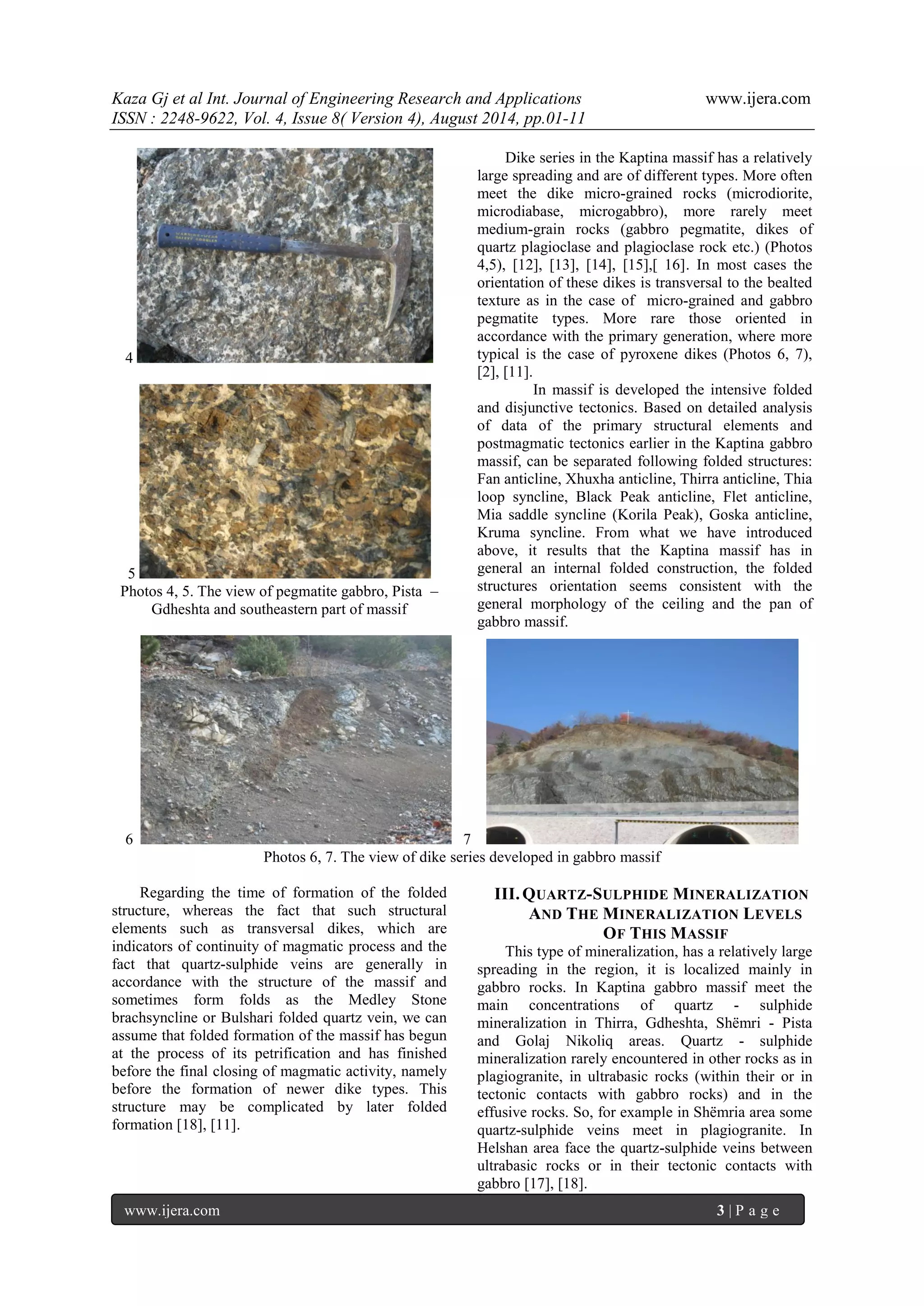 Geological-Structural Setting of Massif and the Levels of Quartz - Sulphide Mineralization in ...