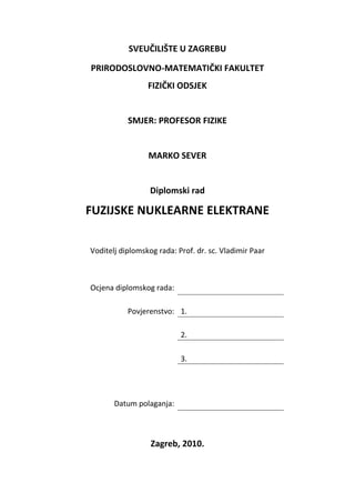 Marko Sever Fuzijske nuklearne elektrane | PDF