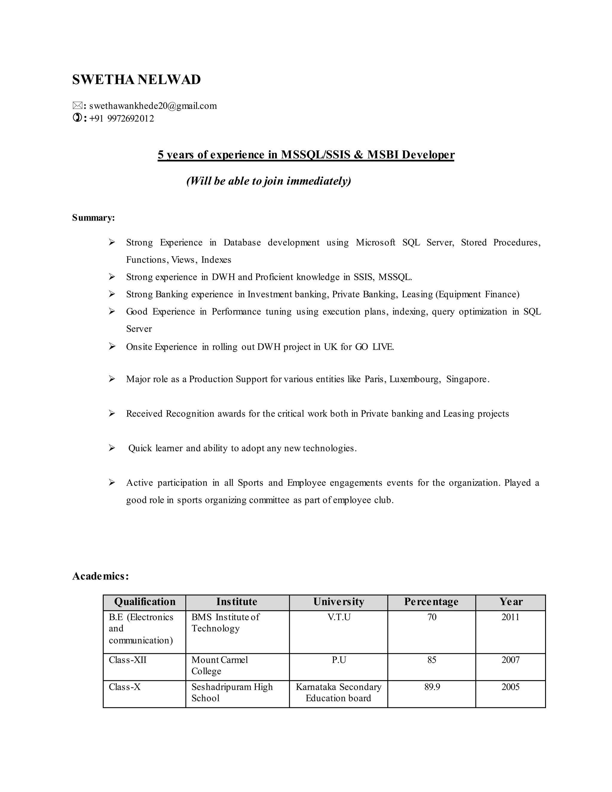 Swetha Nelwad Resume (1) | PDF