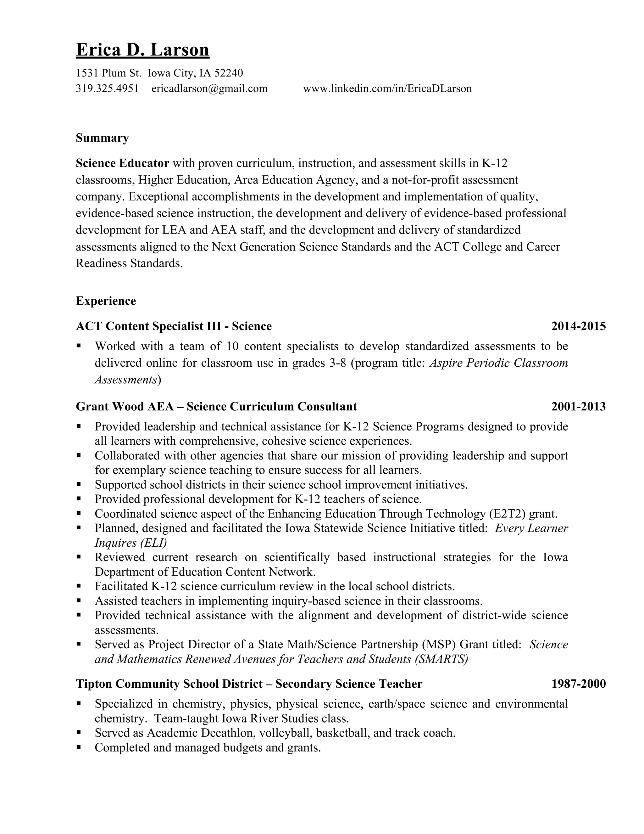Erica D. Larson resume | PDF