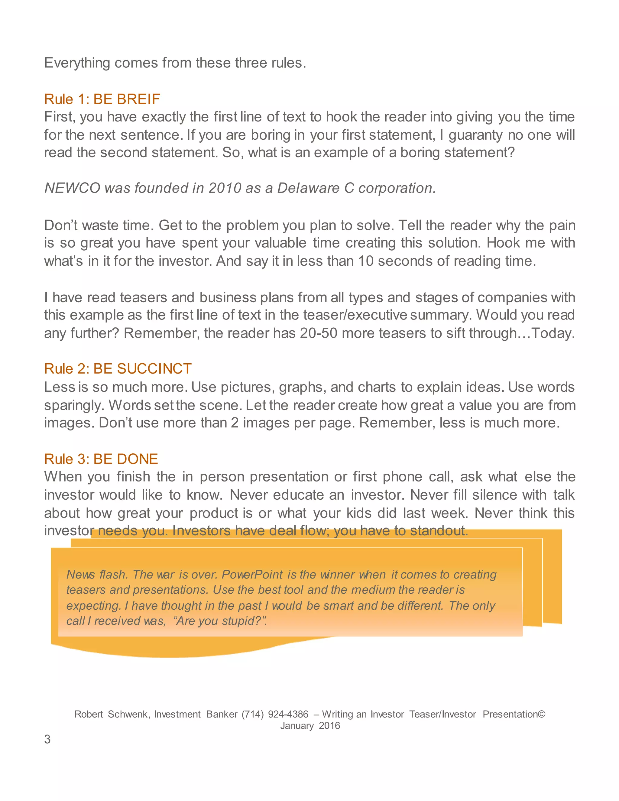 Writing a presentation teaser with graphics | DOCX