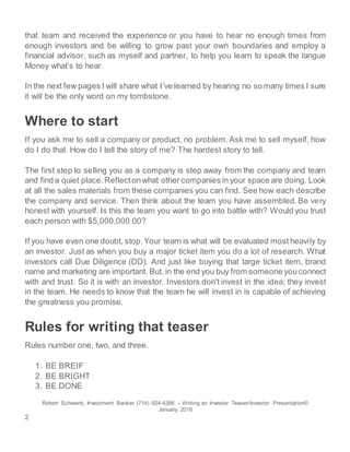 Writing a presentation teaser with graphics | DOCX