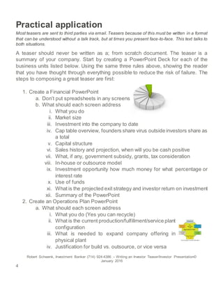 Writing a presentation teaser with graphics | DOCX