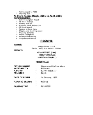 ASAD RAFIQUE | DOCX | Logistics | Business