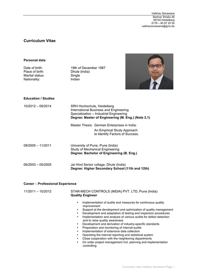 Vaibhav Sonawane CV | PDF