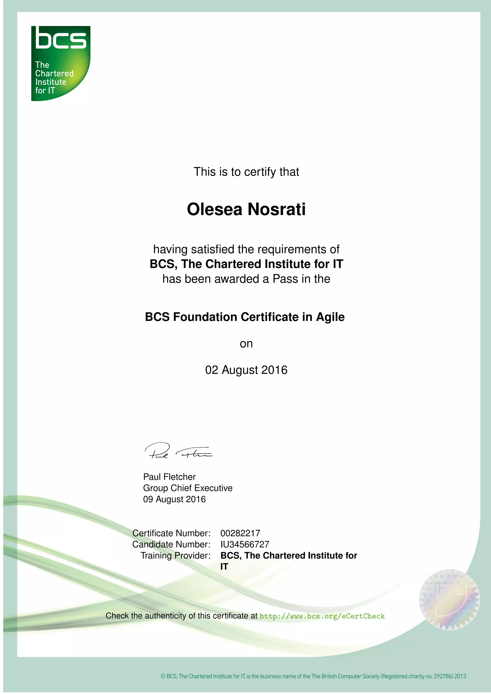BCS Foundation Certificate in Agile | PDF