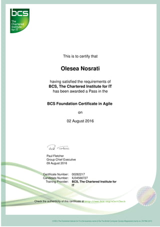 BCS Foundation Certificate in Agile | PDF
