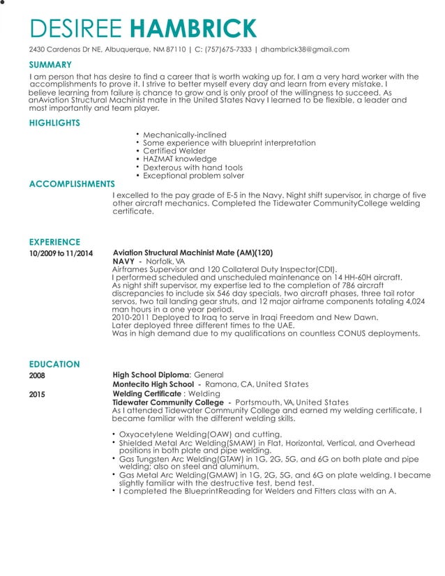 Desiree Hambrick Resume | PDF