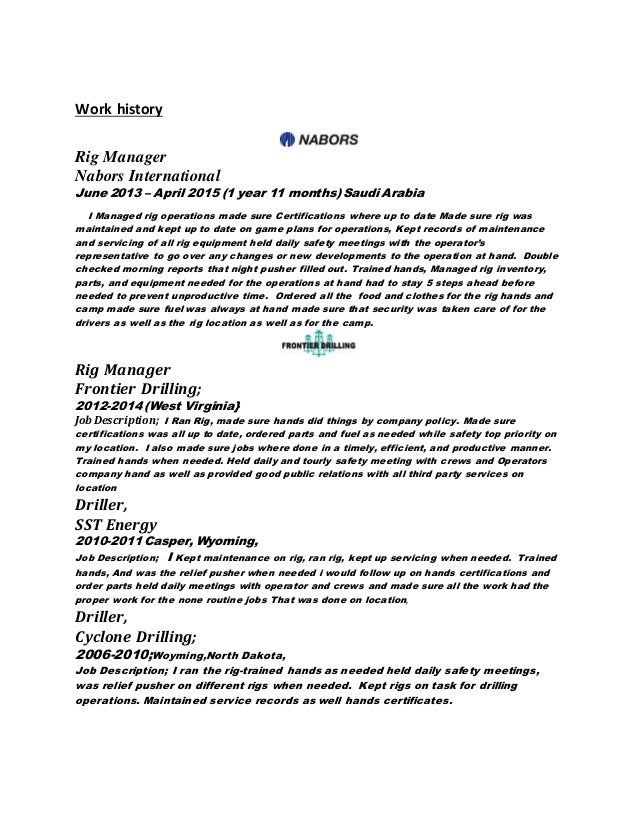 Summary Work History doc xTT Summary Work History doc xTT