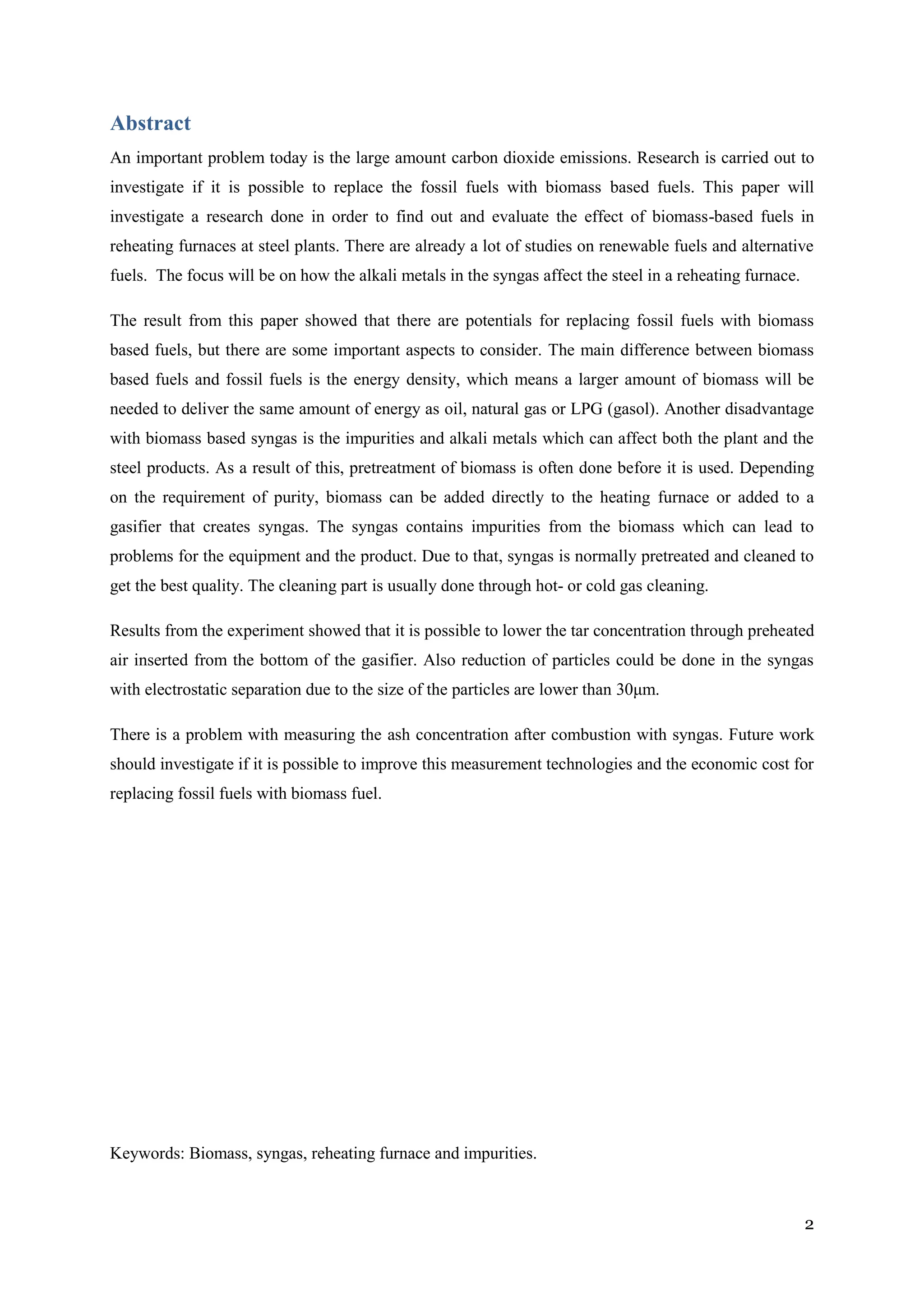 BIOMASS AS FUEL FOR REHEATING FURNACES FOCUSING ON IMPURITIES. (Emilia ...