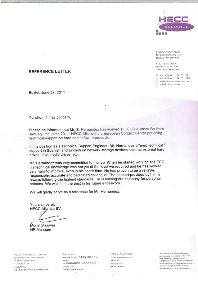 Reference letter HECC Jun2001 | PDF
