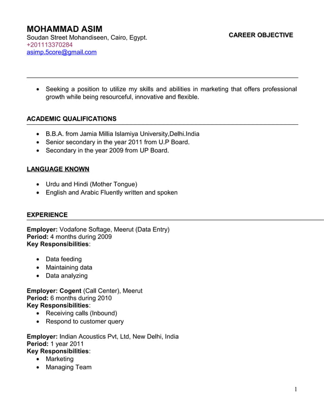 Asim Resume | PDF