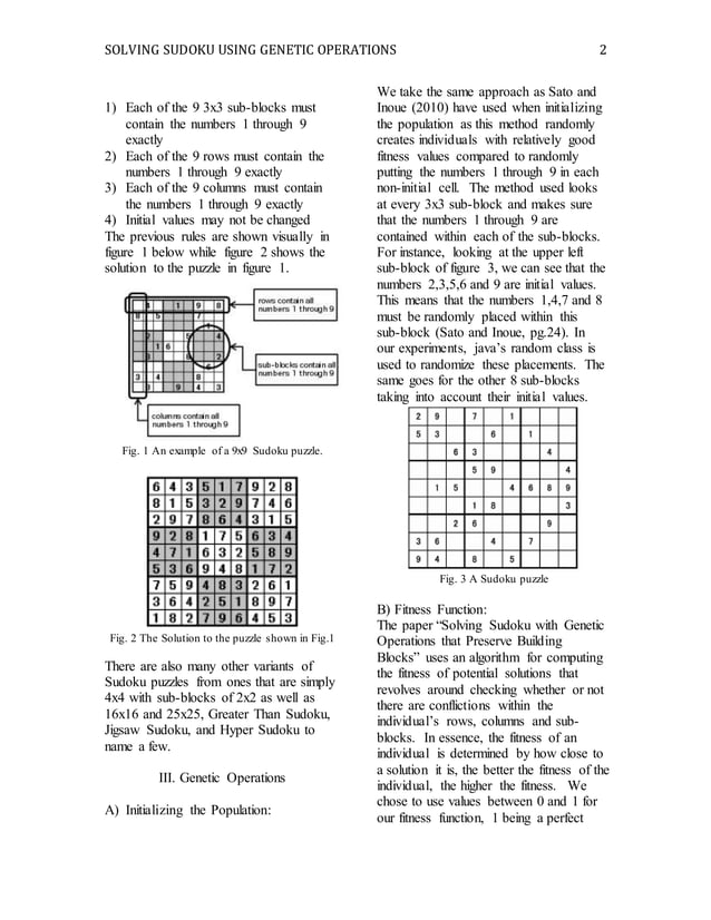 Solving Sudoku Using Genetic Operations And Sub Pdf