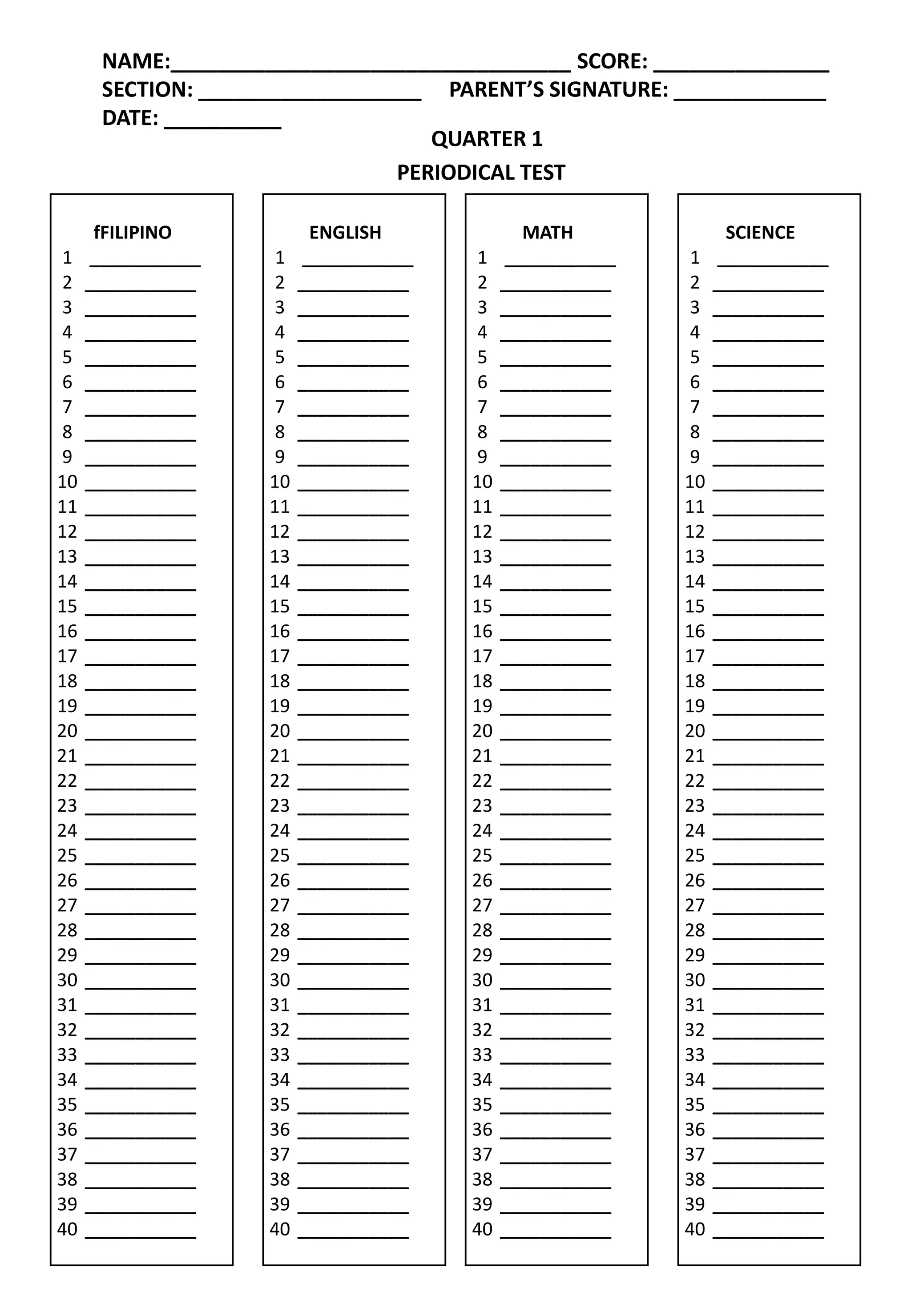 Sample answer sheet | PPTX | Educational Assessment | Education