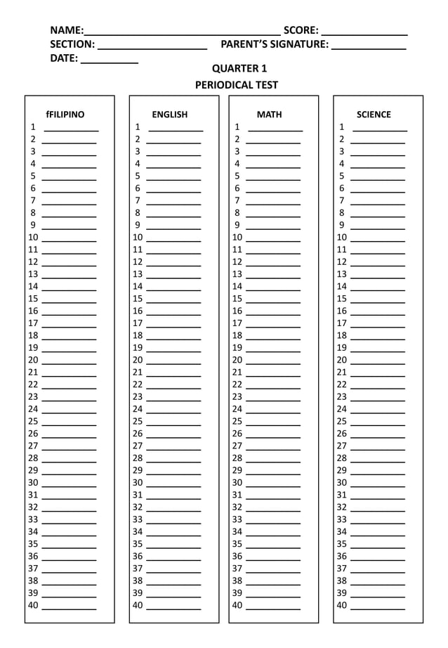 Sample answer sheet | PPTX | Educational Assessment | Education