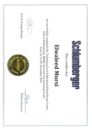 MY Certification from SLB | PDF