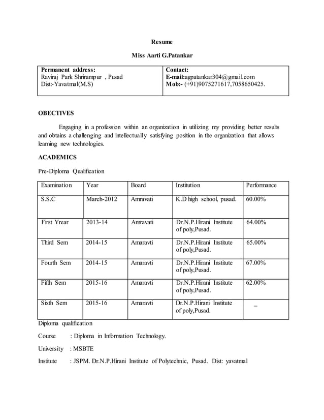 Aarti.resume.. | PDF