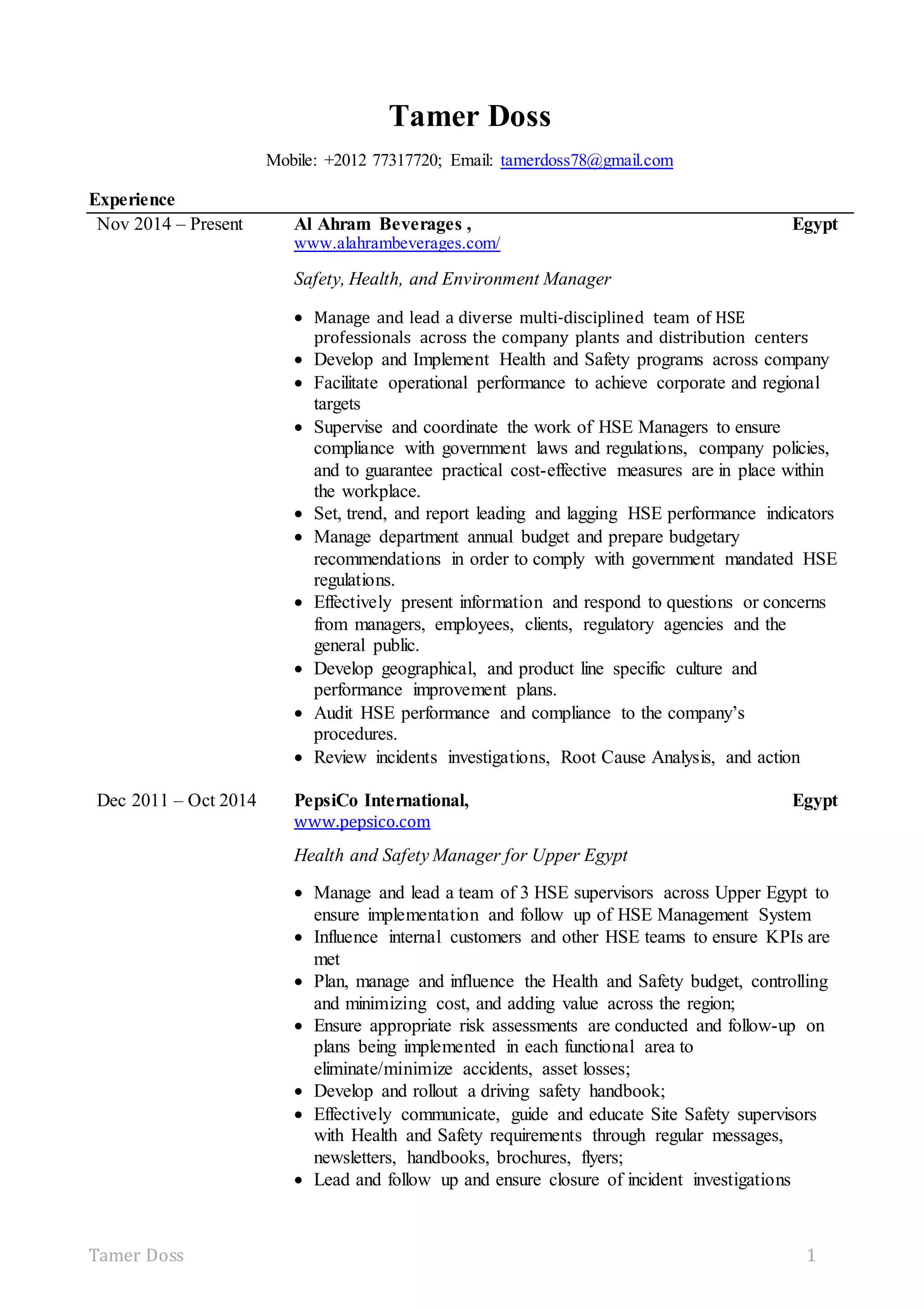 Tamer Doss Resume | PDF