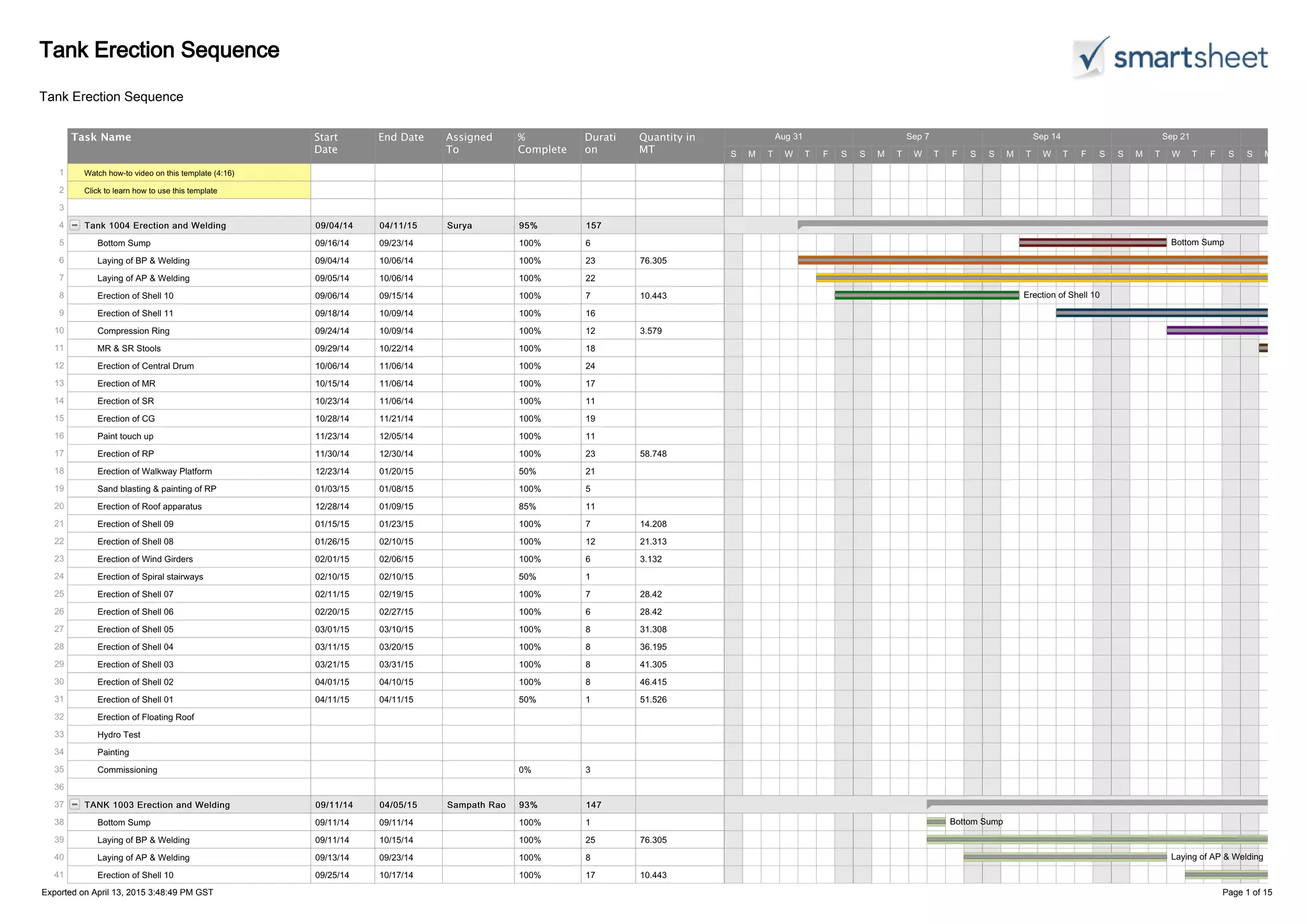 Tank Erection Sequence | PDF