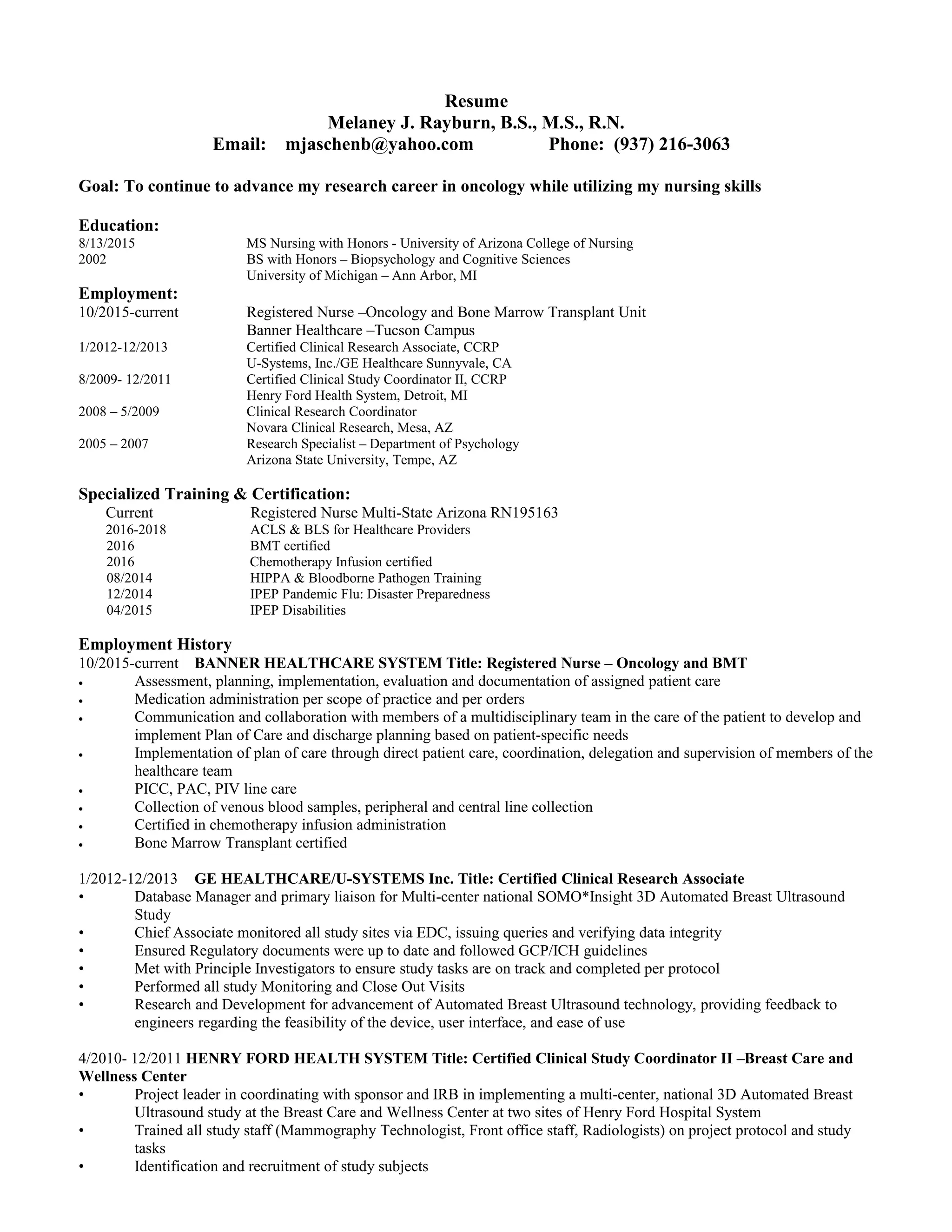 MRAYBURN Resume | DOC