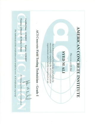 ACI Concrete Field Technician Grade I | PDF