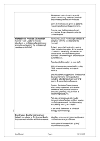 Staff Radiation Therapist position description | PDF | Cancer ...