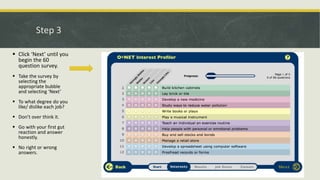 Career Exploration ONET | PPTX | Resume Writing and Advice | Job Search