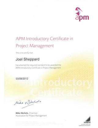 APM Introductory Certificate in Project Management [03.08.12] | PDF