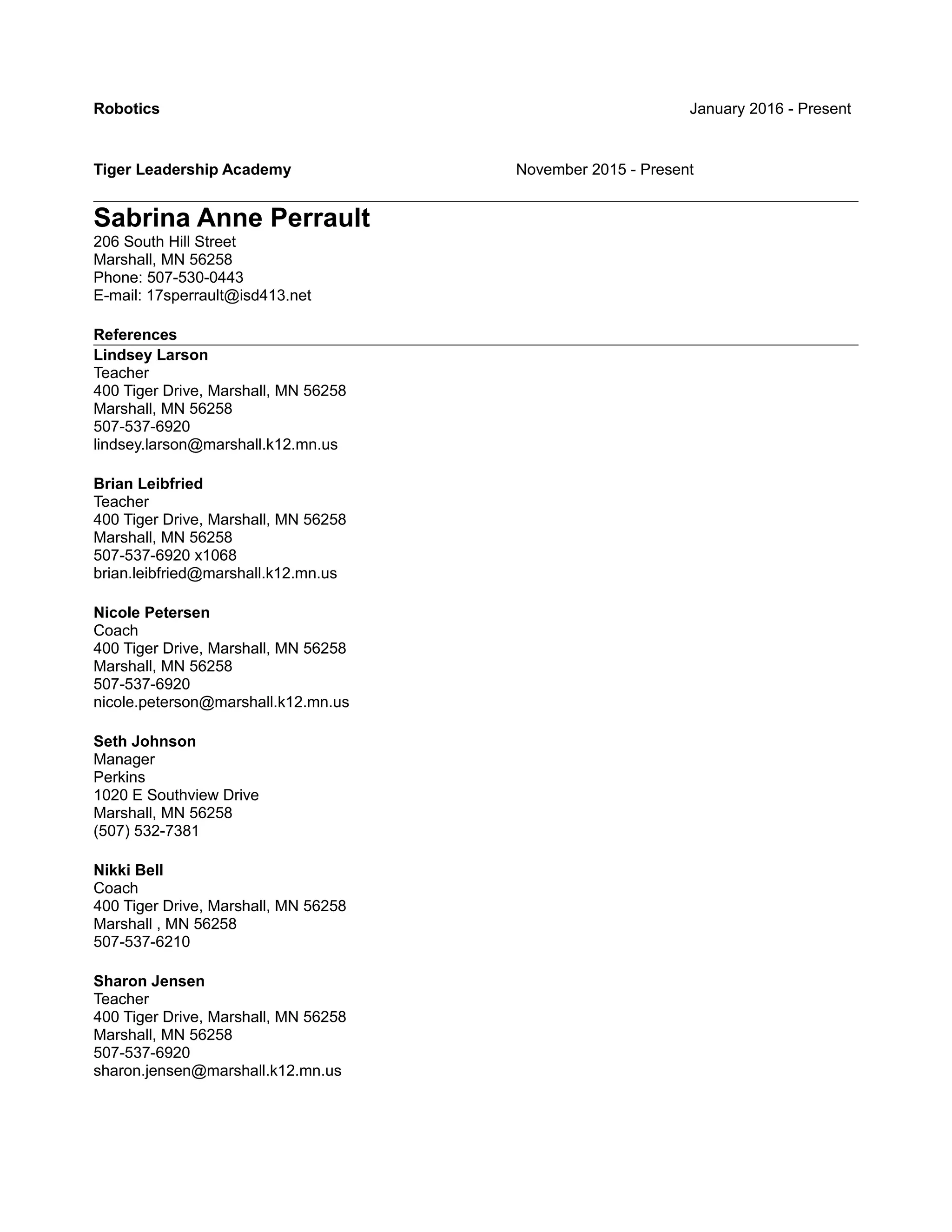 Sabrina's Resume | RTF