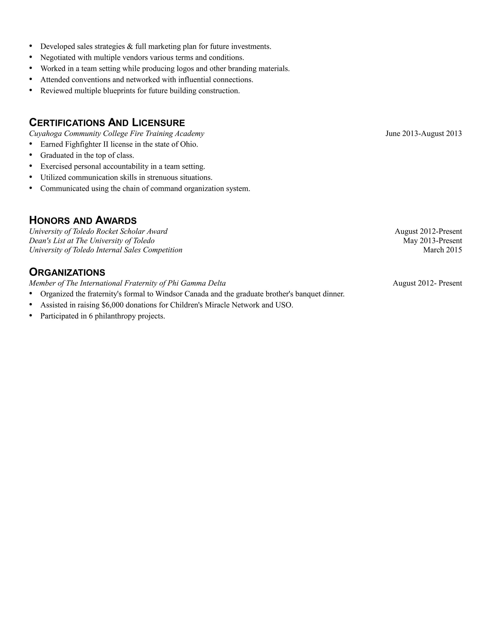 Matthew Slezak Resume | RTF | Sales | Business