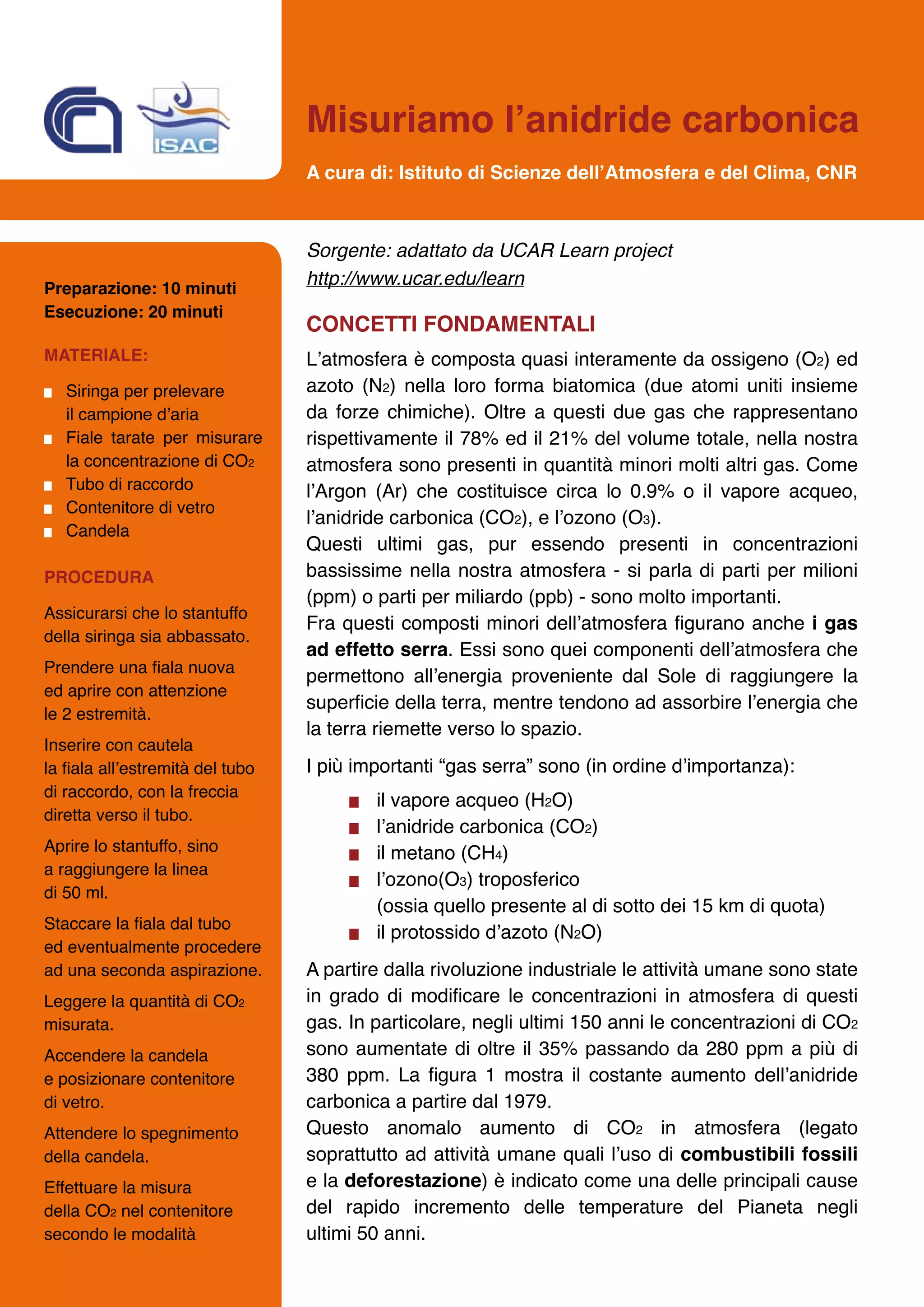 Misuriamo l'anidride carbonica | PDF