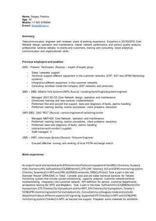 CV_Fedotov_2 | DOCX | Computer Networking | Computing