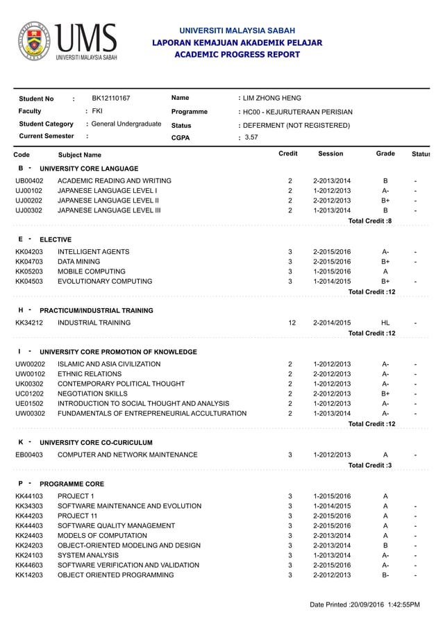Academic Reports (Lim Zhong Heng) | PDF