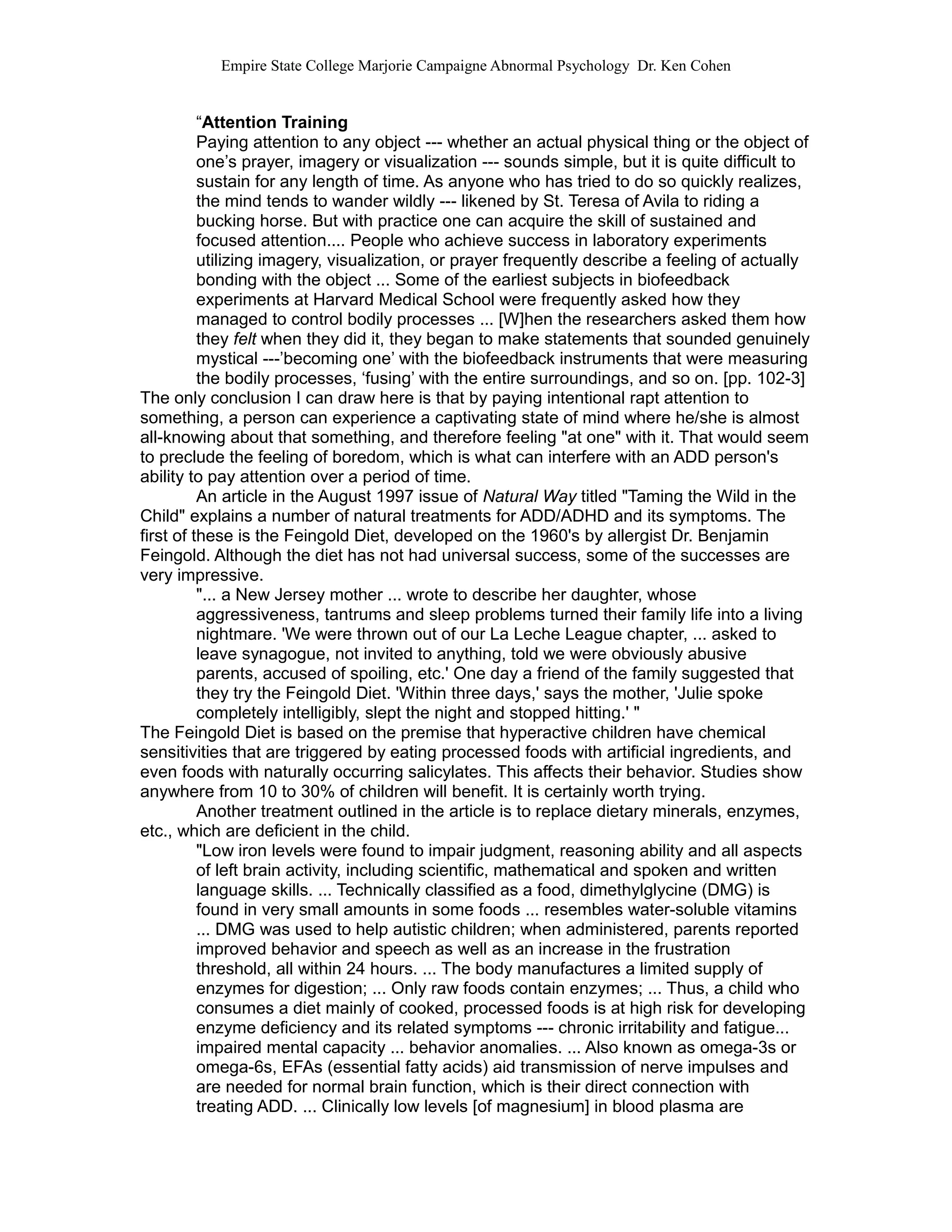 ADD Alternative Treatments | DOC