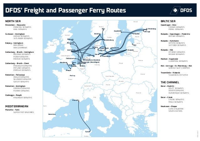 DFDS' Freight and Passenger Ferry Routes