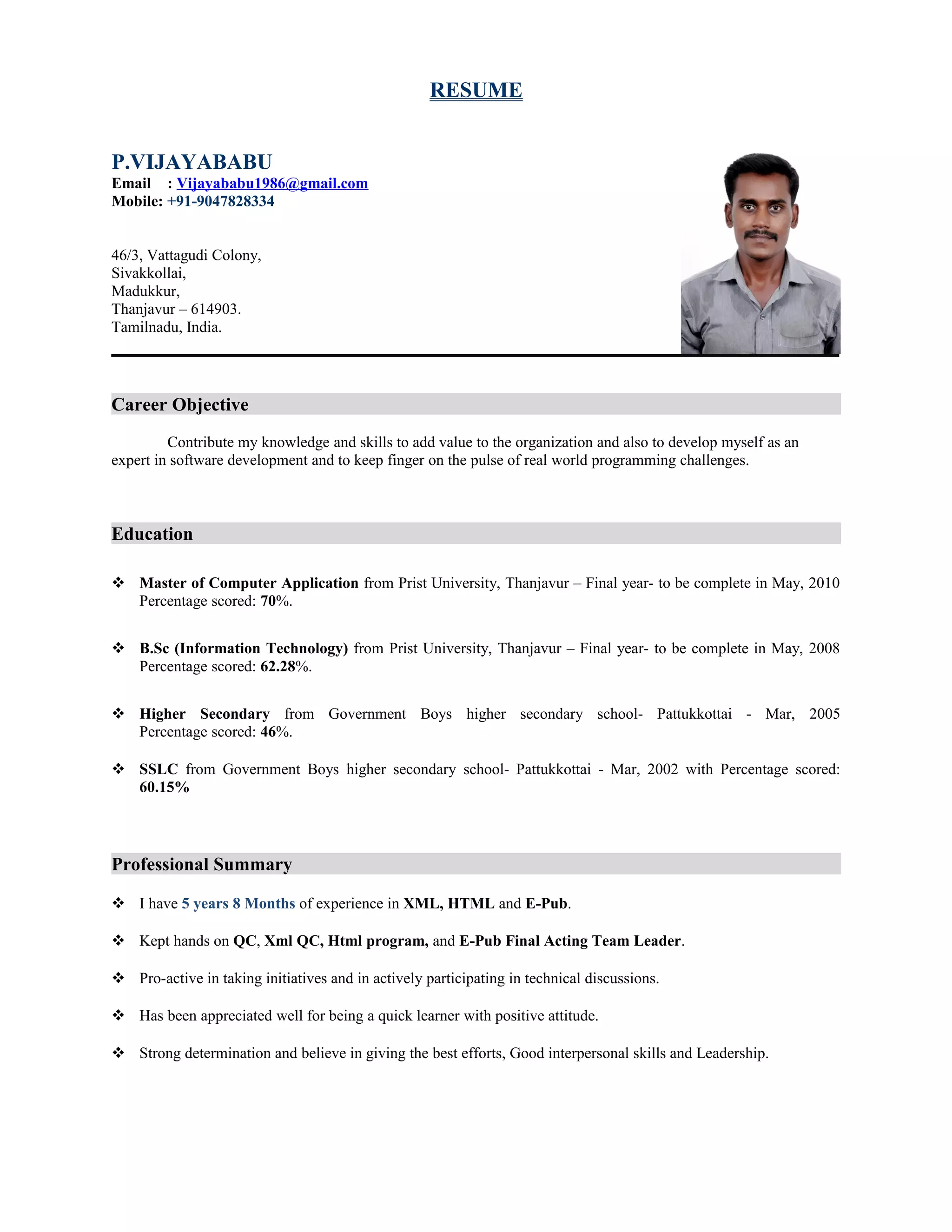 Vijayababu-Resume | DOC | Computer Software and Applications | Computing